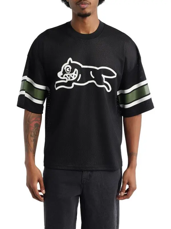 ICECREAM Hike Oversize Running Dog Mesh Graphic T-shirt - Black