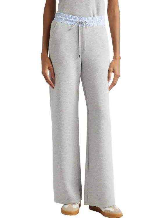 Veronica Beard Ernie Mixed Media Sweatpants - Light Heather Grey