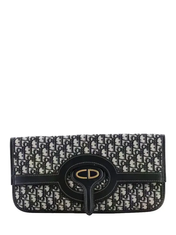 Dior Fold Over Oblique Canvas Clutch Bag - Blue