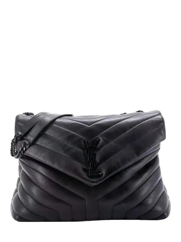 Saint Laurent Loulou Matelasse Chevron Leather Medium Shoulder Bag - Black