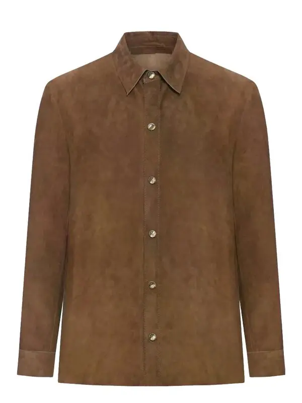 SALVATORE SANTORO Leather Button Jacket - Brown