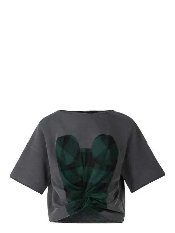 PUSHBUTTON Knot-detail T-shirt - Grey