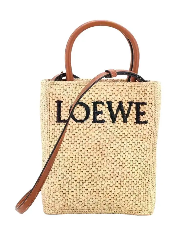 Loewe A5 Raffia And Leather Tote Bag - Brown