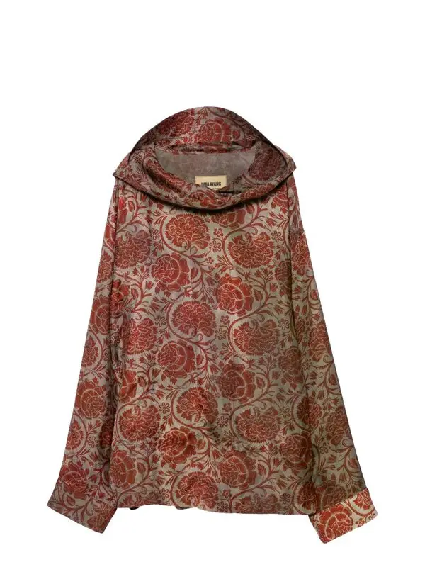 UMA WANG Floral Print Hooded Top - Red