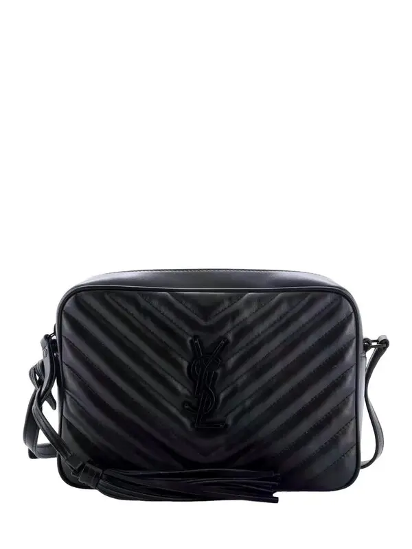 Saint Laurent Lou Camera Matelasse Chevron Leather Crossbody Bag - Black