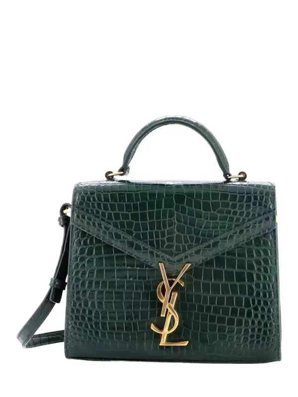 Saint Laurent Cassandra Mini Top Handle Bag Crocodile Embossed - Green