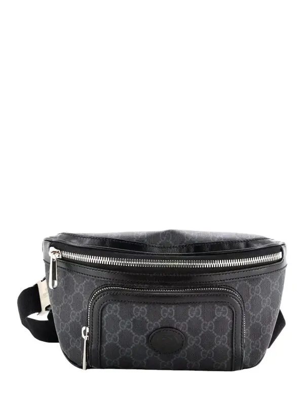 Gucci Interlocking G Patch Gg Coated Canvas Large Belt Bag - Black