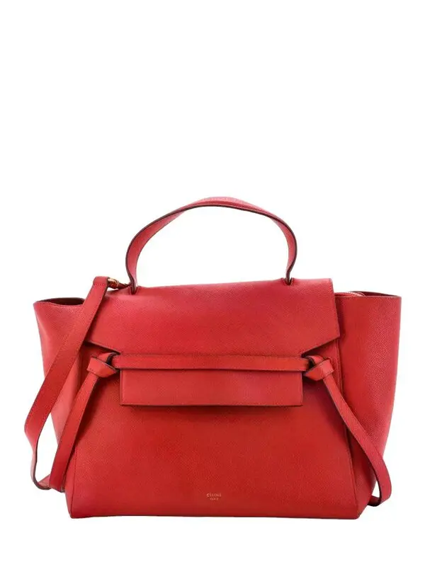 Celine Belt Bag Textured Leather Micro Satchel - Red