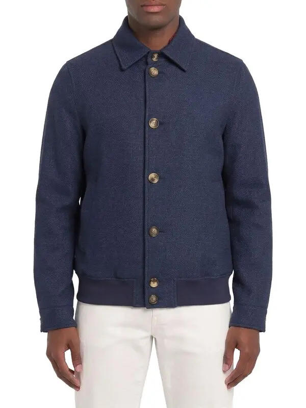 Brunello Cucinelli Textured Button-detailed Jacket - Navy