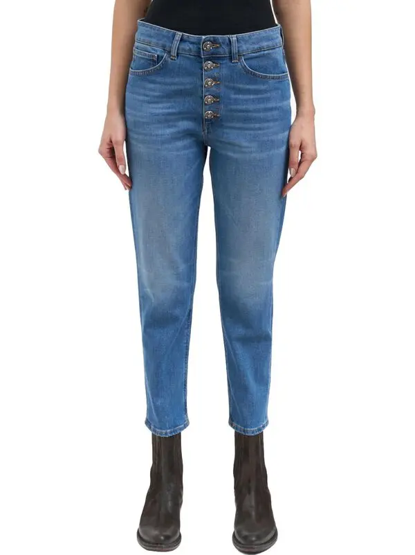 DONDUP Koons Cropped Fit Jeans In Stretch Denim - Blue