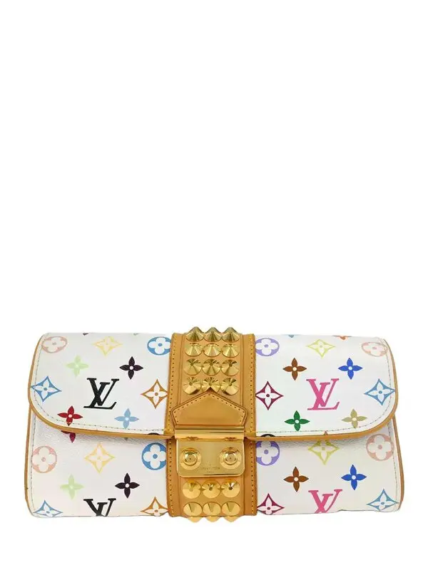 LOUIS VUITTON 2009 Courtney Studded-detail Clutch - White