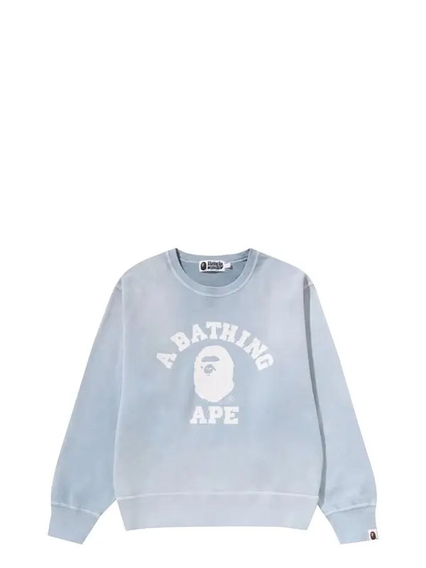 A BATHING APE Washed College Crewneck Sweatshirt - Grey