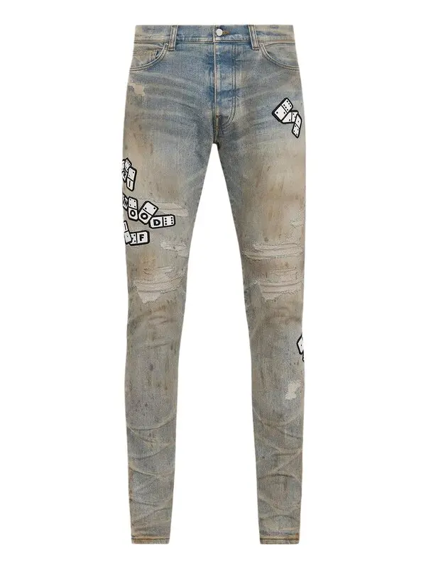 Amiri Domino Applique Skinny Jean - Blue