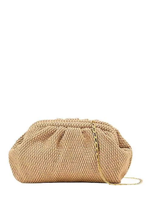 REISS Raffia-effect Clutch Bag - Natural