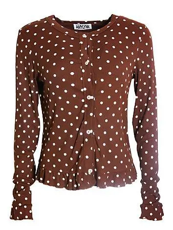AMY LYNN Polka-dot Woven Cardigan - Brown