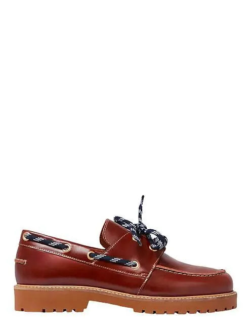 Claudie Pierlot Lace-up Leather Boat Shoes - Mahogany