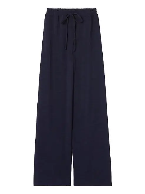 Claudie Pierlot Wide-leg Lyocell-blend Trousers - Navy