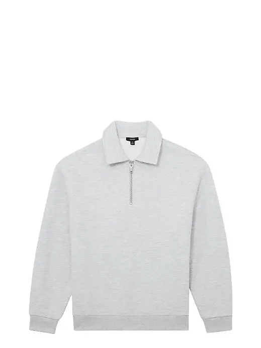REISS Cotton-blend Half-zip Sweatshirt - Grey Melange