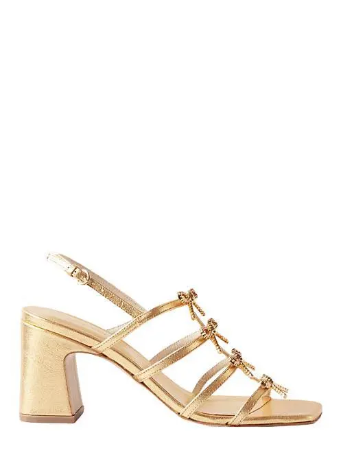 Claudie Pierlot Bow-embellished Leather Heeled Sandals - Gold