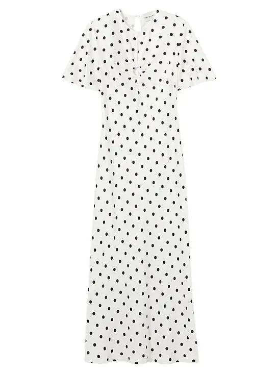 Claudie Pierlot Polka-dot Satin Maxi Dress - Dual-color