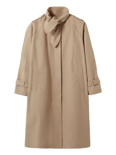 Claudie Pierlot Tie-neck Cotton Trench Coat - Beige