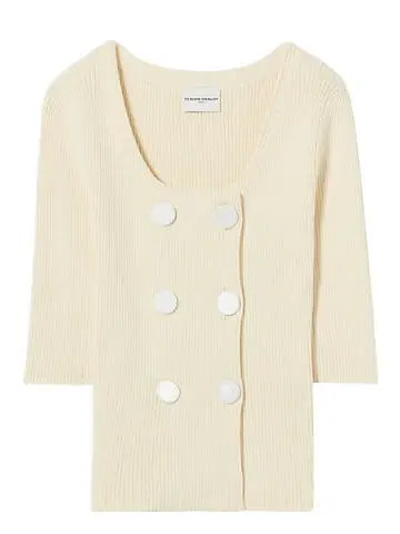 Claudie Pierlot Double-breasted Ribbed Cardigan - Vanilla