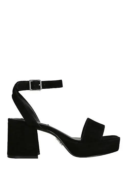 Steve Madden Mercerr 015 Suede Heeled Sandals - Black