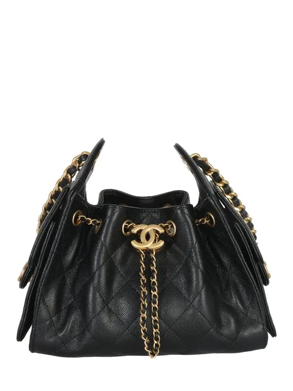 Chanel 26p Quilted Caviar Hobo - Black