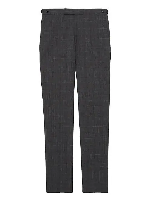 REISS Tailored Fit Stretch-wool Blend Trousers - Charcoal Grey