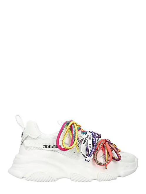 Steve Madden Pryce Faux-leather And Mesh Trainers - White