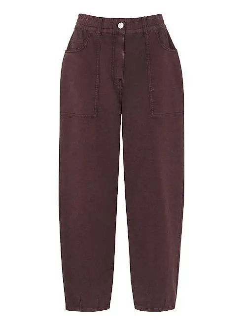 Whistles Relaxed-fit Stretch Cotton-blend Trousers - Brown