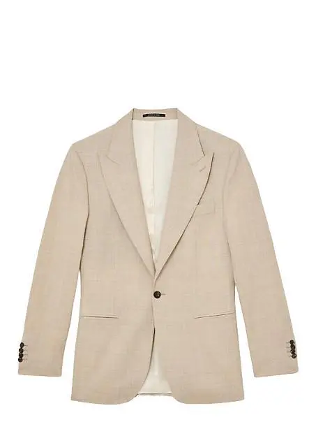 REISS Fibre Peak-lapel Wool Blazer - Oatmeal Brown