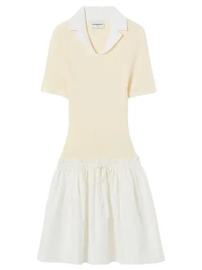 Claudie Pierlot Two-in-one Knitted And Cotton Mini Dress - Vanilla