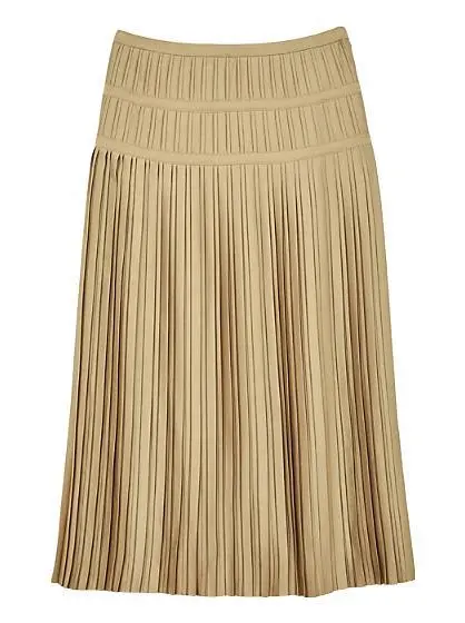 REISS Eva Pleated Woven Midi Skirt - Gold