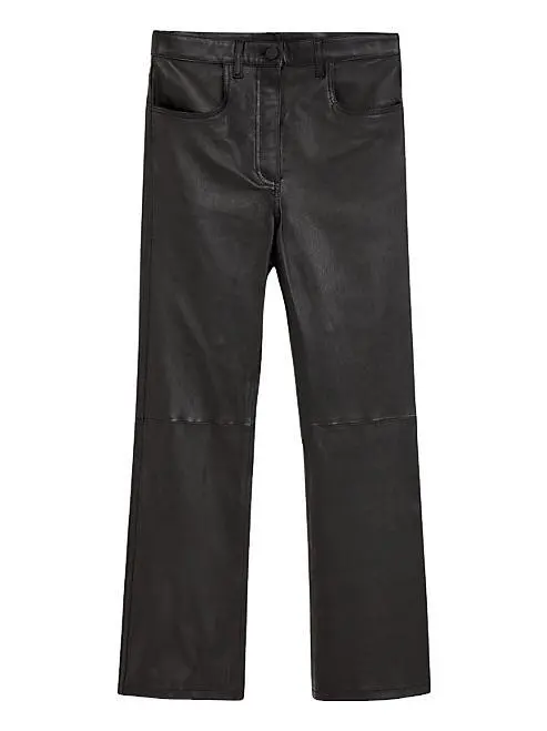 JOSEPH Flared-leg Mid-rise Leather Trousers - Black