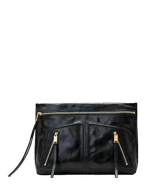 ALLSAINTS Jean Rey Leather Pouch - Black