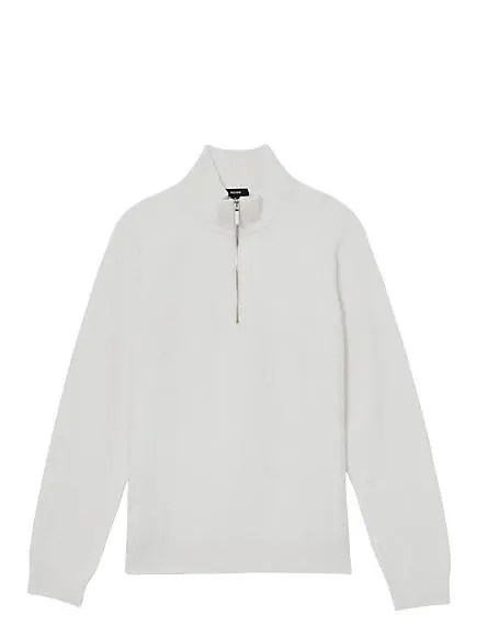 REISS Textured Half-zip Stretch-woven Jumper - White