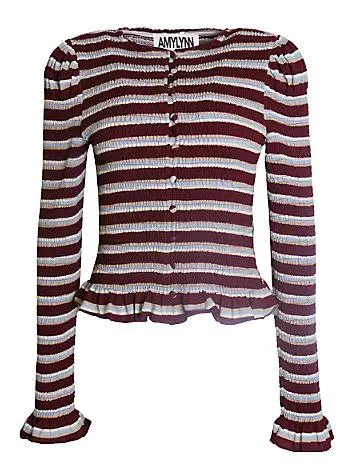 AMY LYNN Agyness Striped Knitted Cardigan - Purple