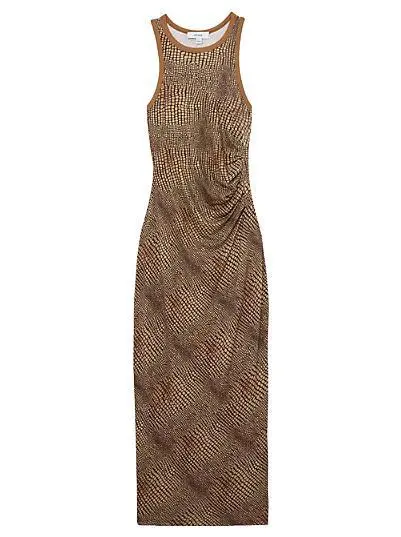 REISS Lola Snake-print Jersey Midi Dress - Brown