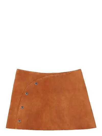 Claudie Pierlot Wrap-front Suede Mini Skirt - Camel
