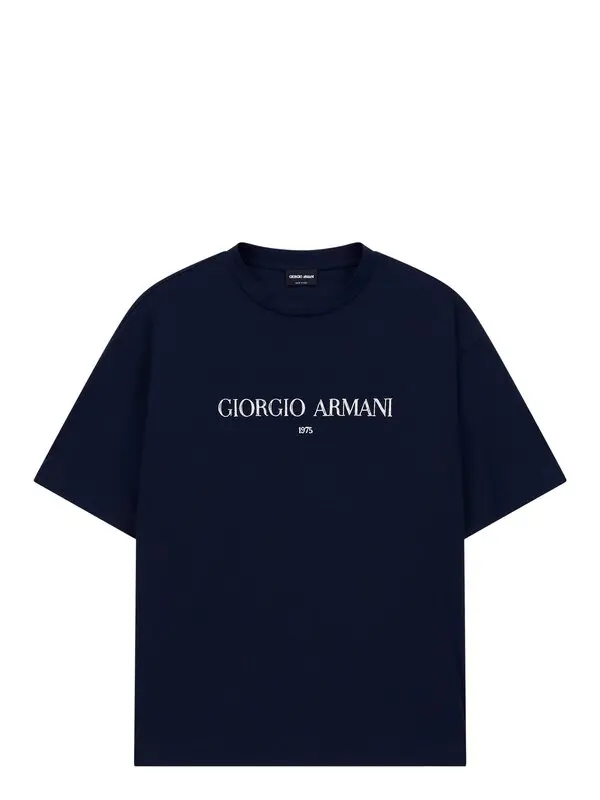 Giorgio Armani Cotton Interlock-jersey T-shirt - Navy Blue
