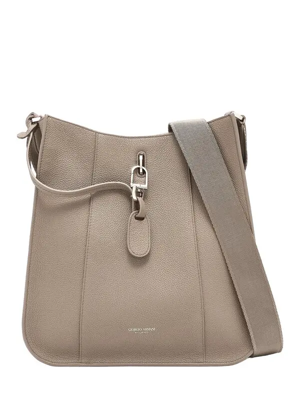 Giorgio Armani Pebbled Leather Shoulder Bag - Beige