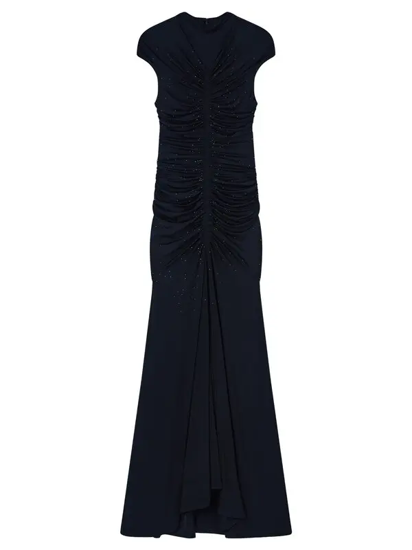 Giorgio Armani Viscose Jersey Long Dress With Rhinestones - Black