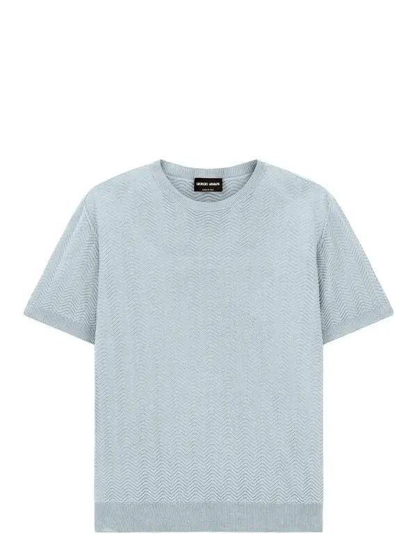 Giorgio Armani Chevron Cotton And Silk Blend T-shirt - Grey