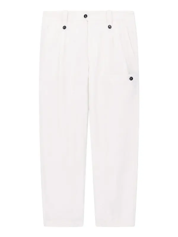 Giorgio Armani Pleated Linen Blend Trousers - White