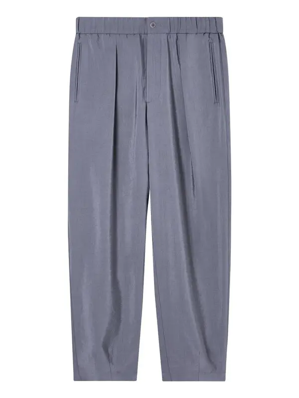 Giorgio Armani Washed Silk-blend Single-pleat Trousers - Grey