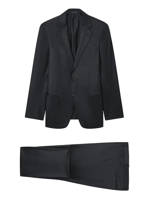 Giorgio Armani Asv Soho Line Single-breasted Suit In Pure Virgin Wool - Black