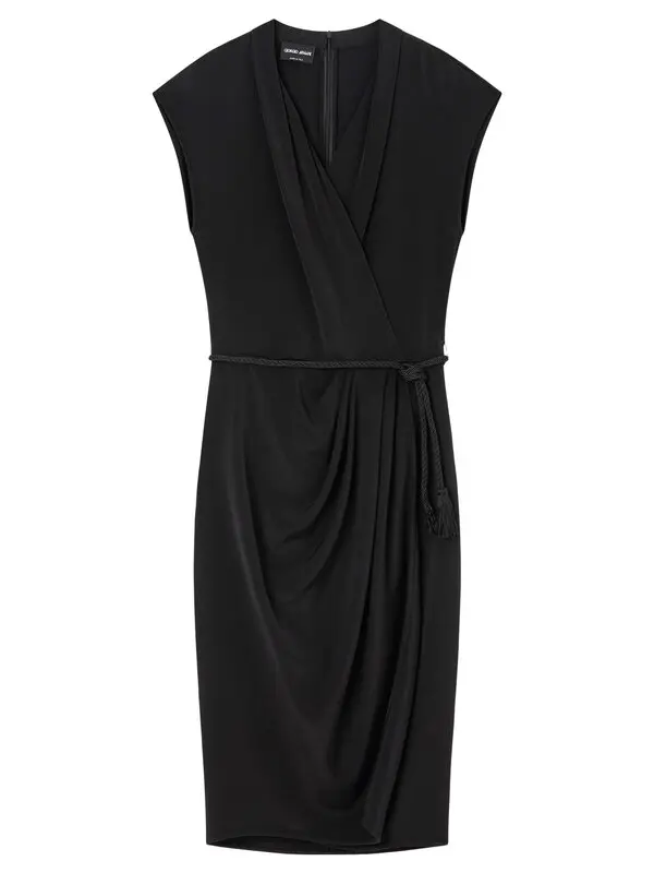 Giorgio Armani Silk-blend Crêpe Long Dress - Black