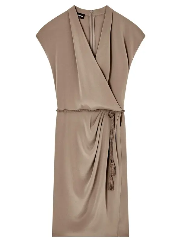 Giorgio Armani Silk-blend Crêpe Long Dress - Brown