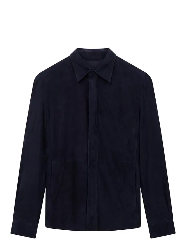Giorgio Armani Lambskin Suede Shirt Jacket - Navy Blue